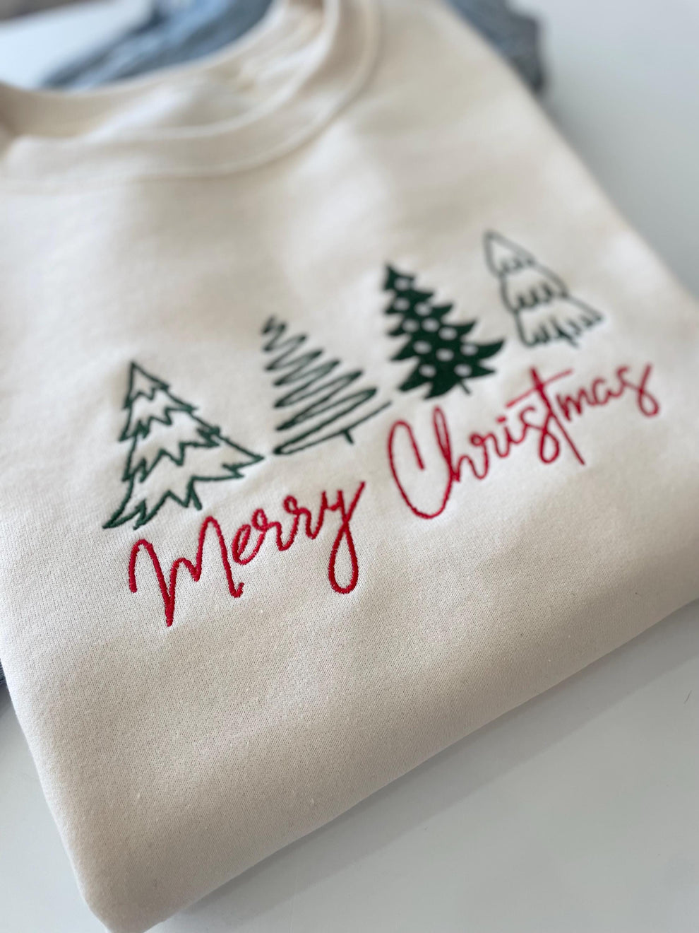 Embroidered Merry Christmas Sweater - Christmas Eve Sweater - Womens C